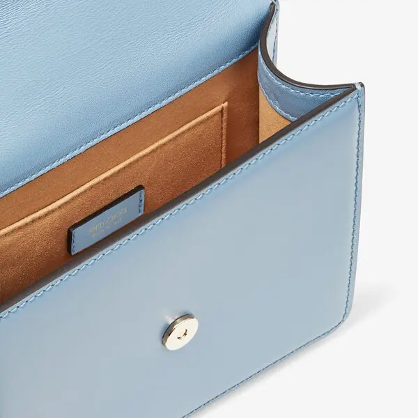 Jimmy Choo Avenue Quad Xs Smoky Blue Box Leather Shoulder Bag With